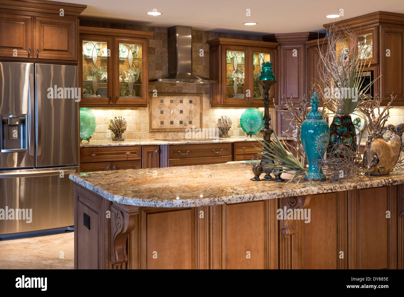 Showcase Kitchen with Upscale Designer Appointments Stock Photo - Alamy