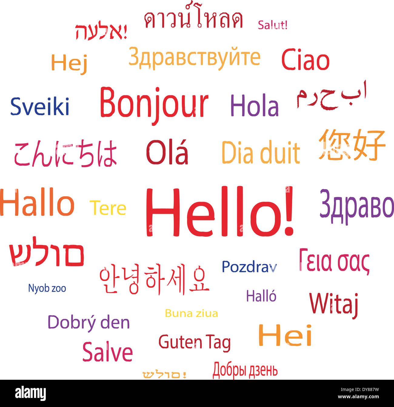 Hello word in languages of the world. Vector illustration Stock Photo ...