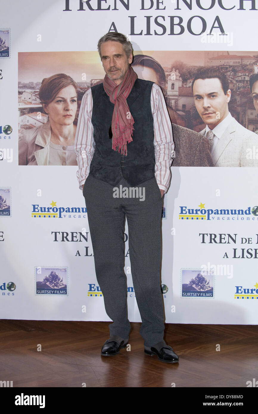 Madrid, Spain. 9th Apr, 2014. English actor Jeremy Irons poses for ...