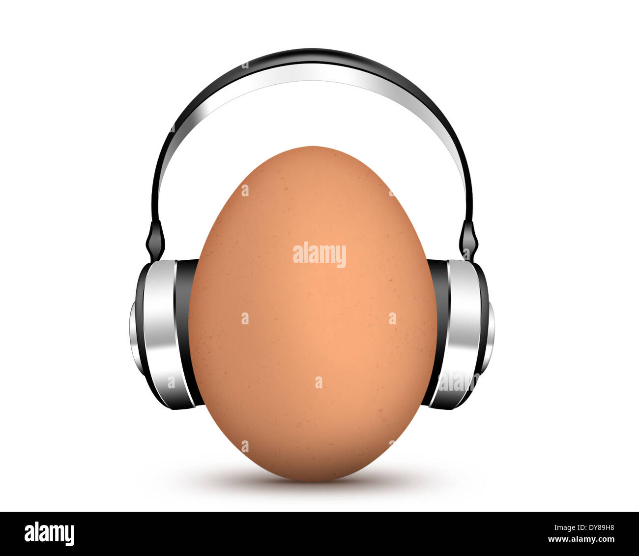 hen's egg with huge headphones isolated on white background Stock Photo ...