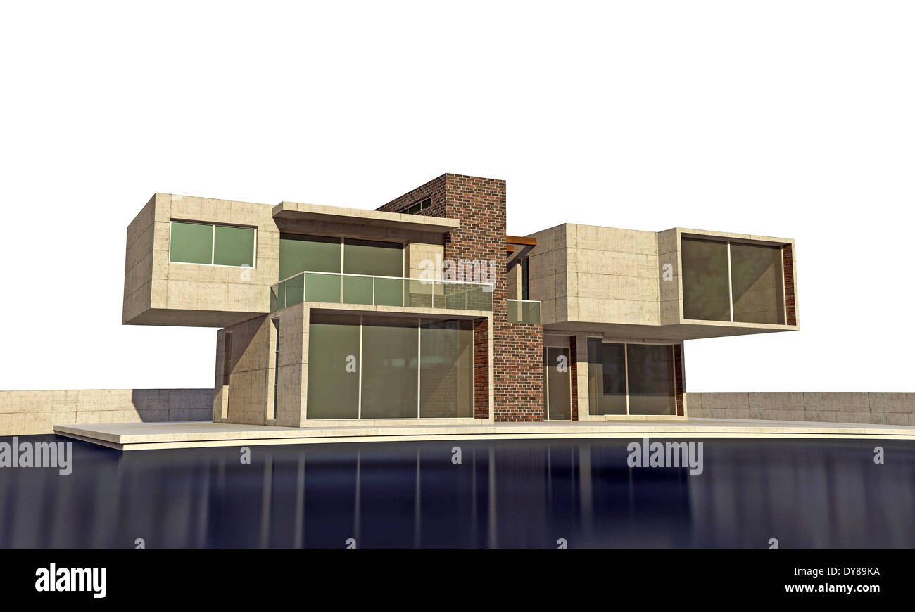 modern mansion isolated on white background Stock Photo - Alamy