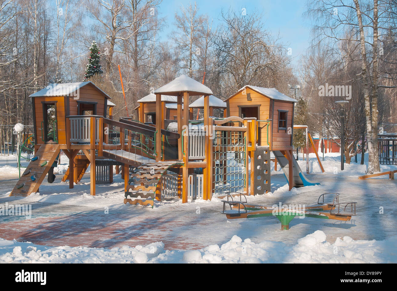 Children's Playground in winter morning Stock Photo - Alamy