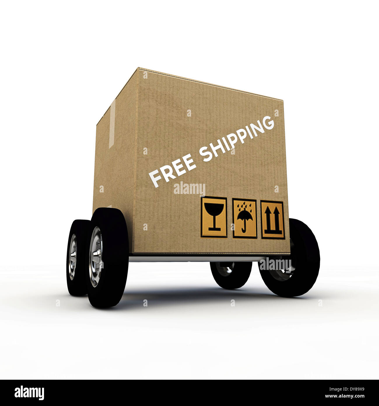 free shipping cardboard box isolated on white background Stock Photo ...