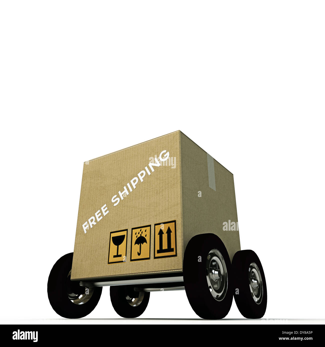 free shipping cardboard box isolated on white background Stock Photo ...