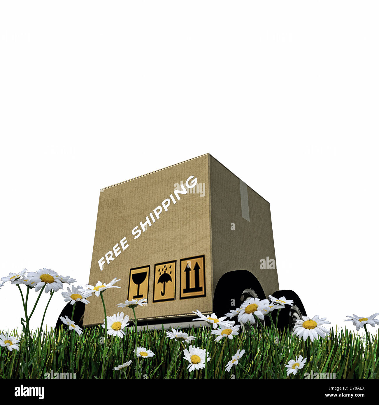 free shipping cardboard box isolated on white background Stock Photo ...