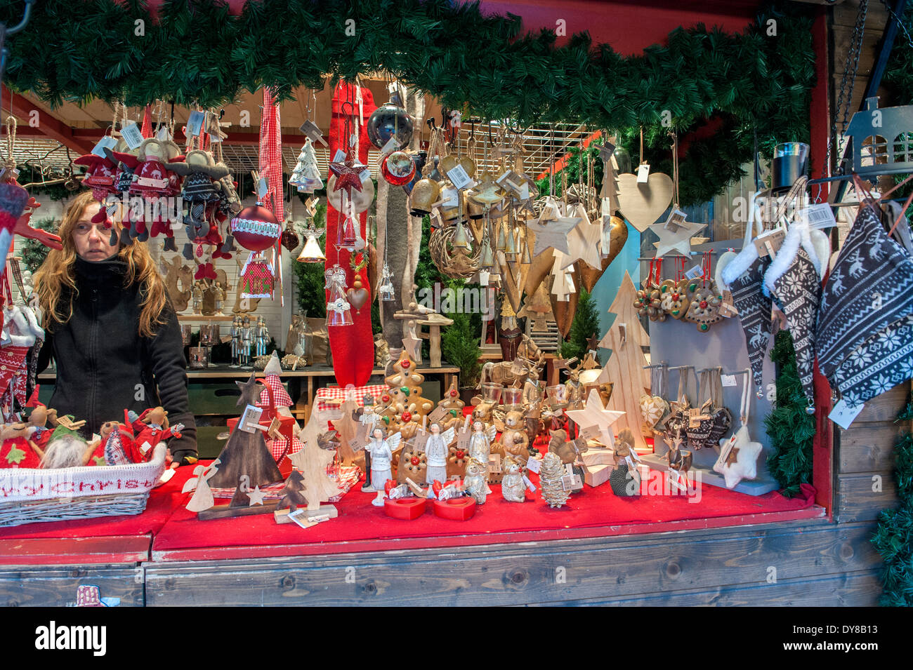 Traditional german wooden christmas decorations hi-res stock ...