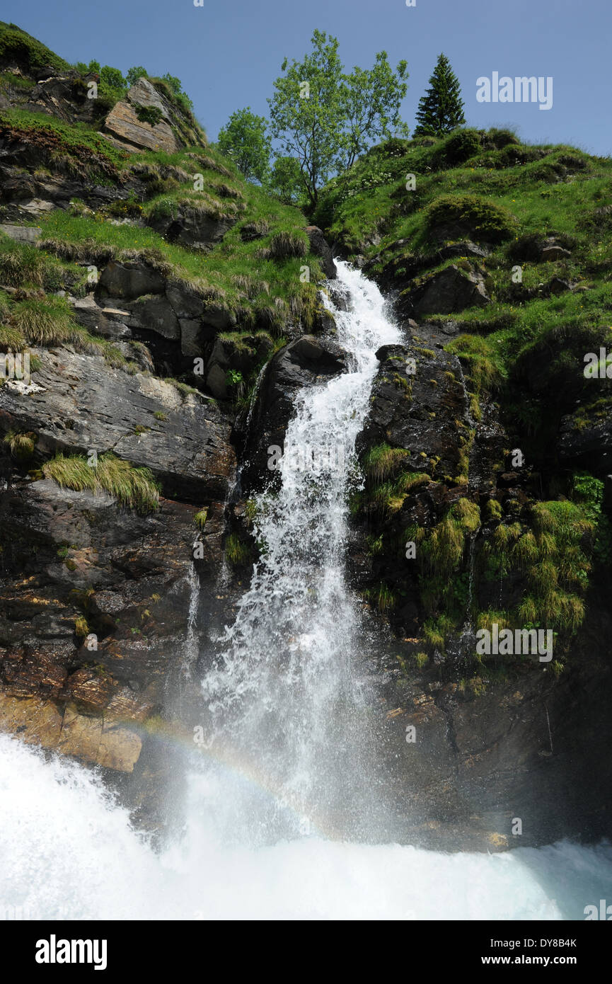 Switzerland, Ticino, Ritom, Piora, waterfall, rock, cliff Stock Photo ...