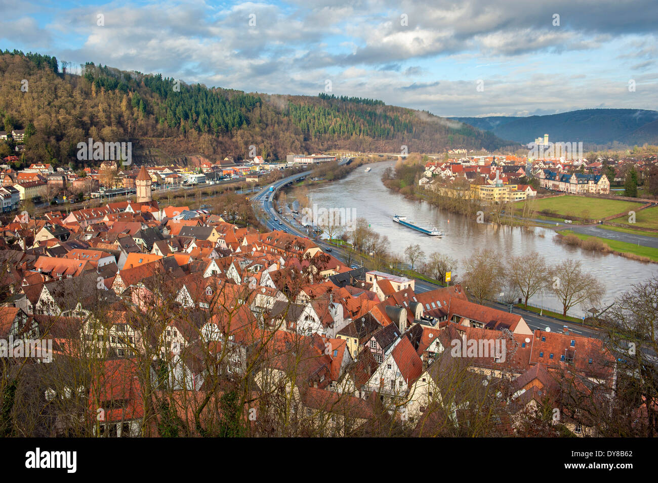 View of Main River and Wertheim, Germany in winter Stock Photo - Alamy