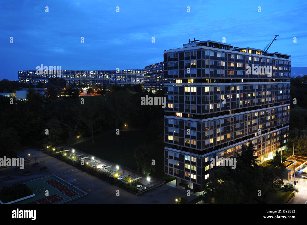 Switzerland, Geneva, Le Lignon, block of flats, high-rise building ...