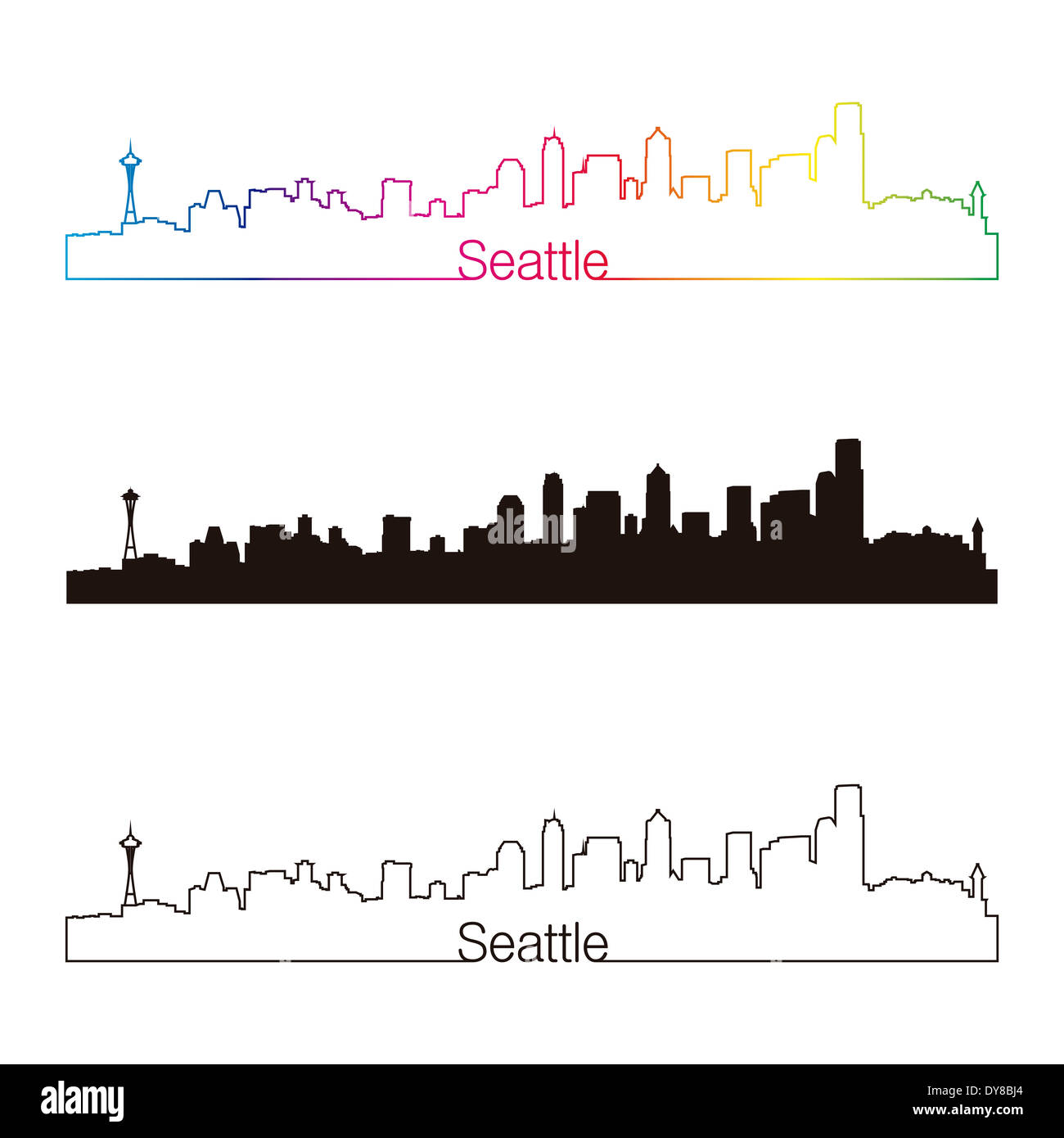 Seattle skyline linear style Stock Photo - Alamy