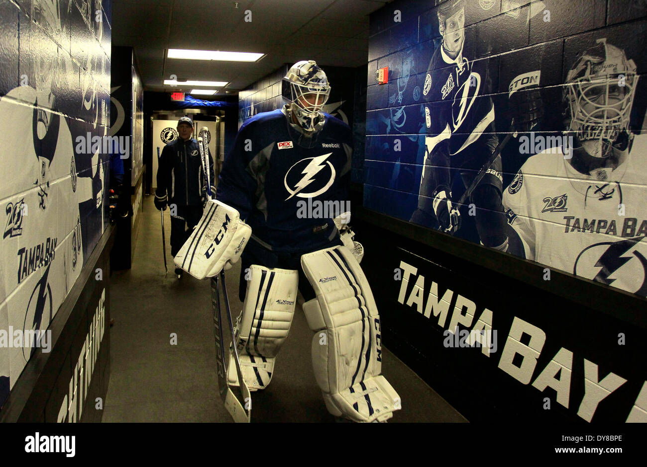 Tampa, Florida, USA. 9th Apr, 2014. DIRK SHADD | Times .Tampa Bay Lightning goalie Anders ...