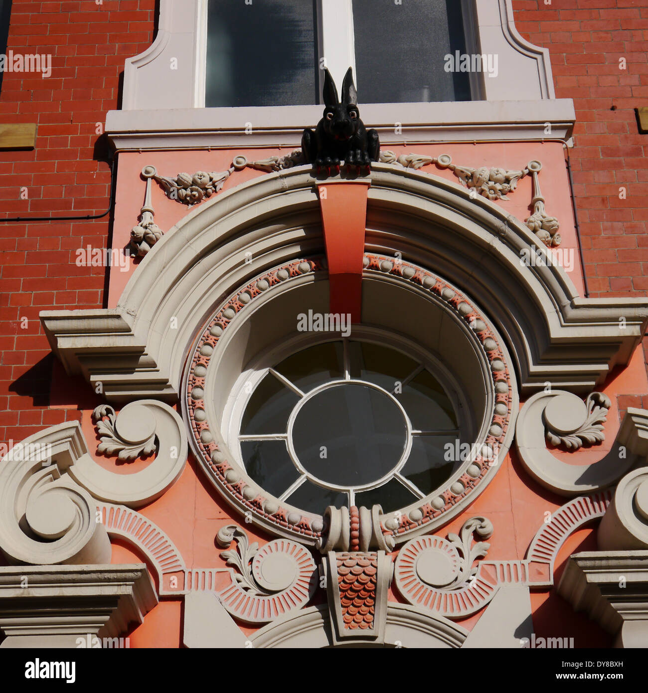 The 'Vampire Rabbit' above ornate arched doorway pediment, Cathedral ...