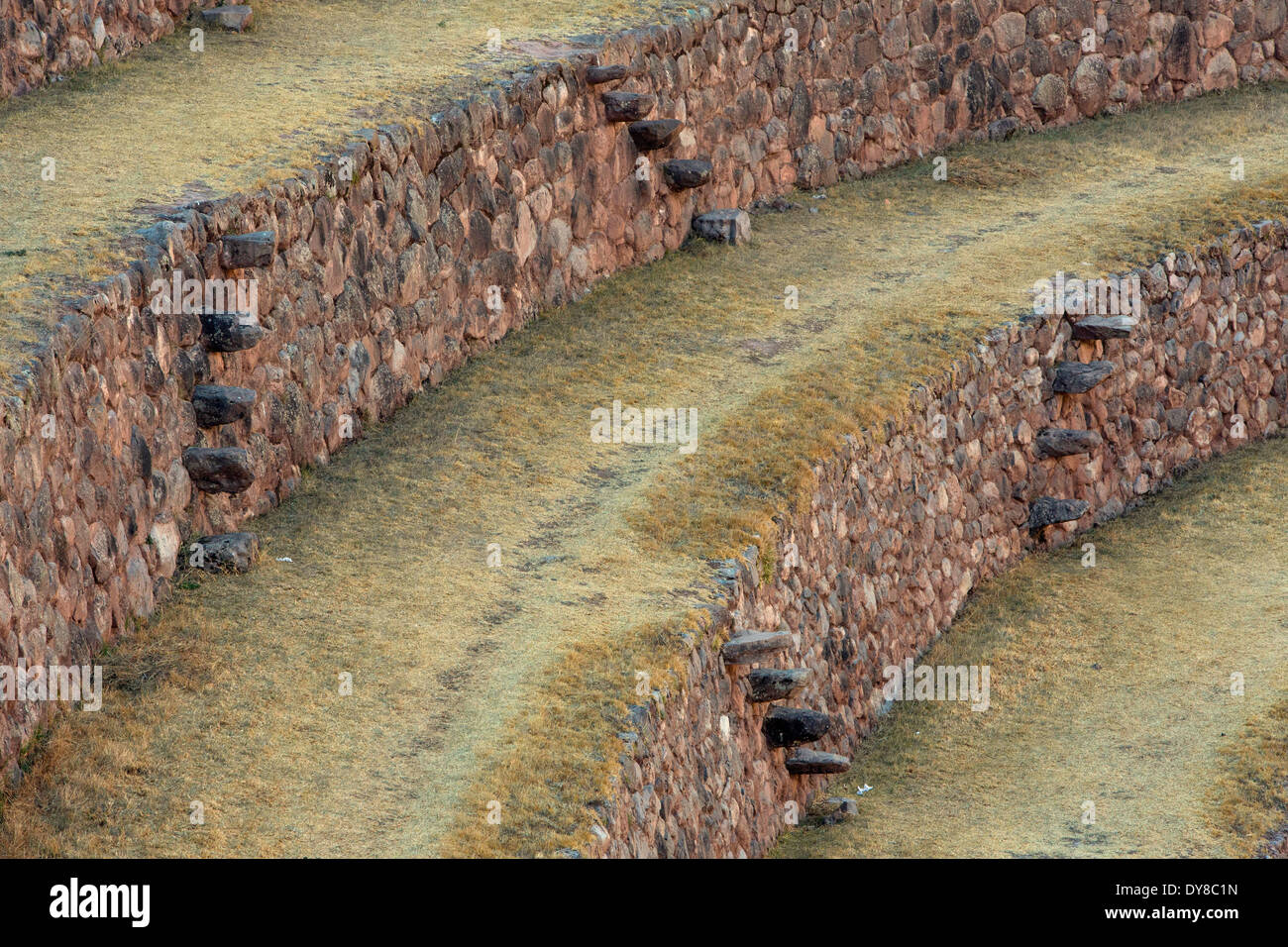 South America, Peru. The circular, Incan, agricultural terraces at ...