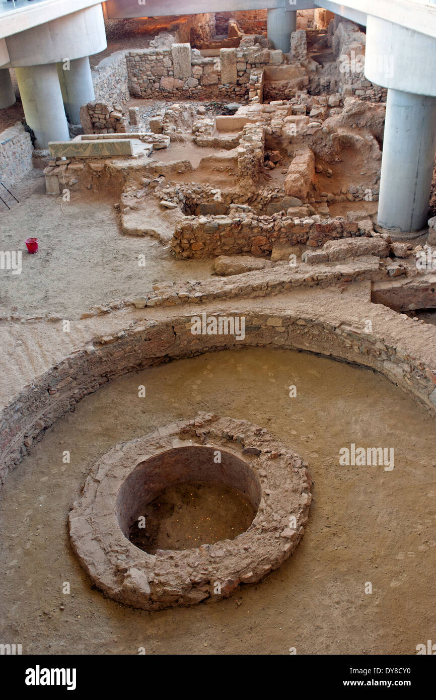 Ancient Greek archaeological remains under the Acropolis Museum, Athens ...