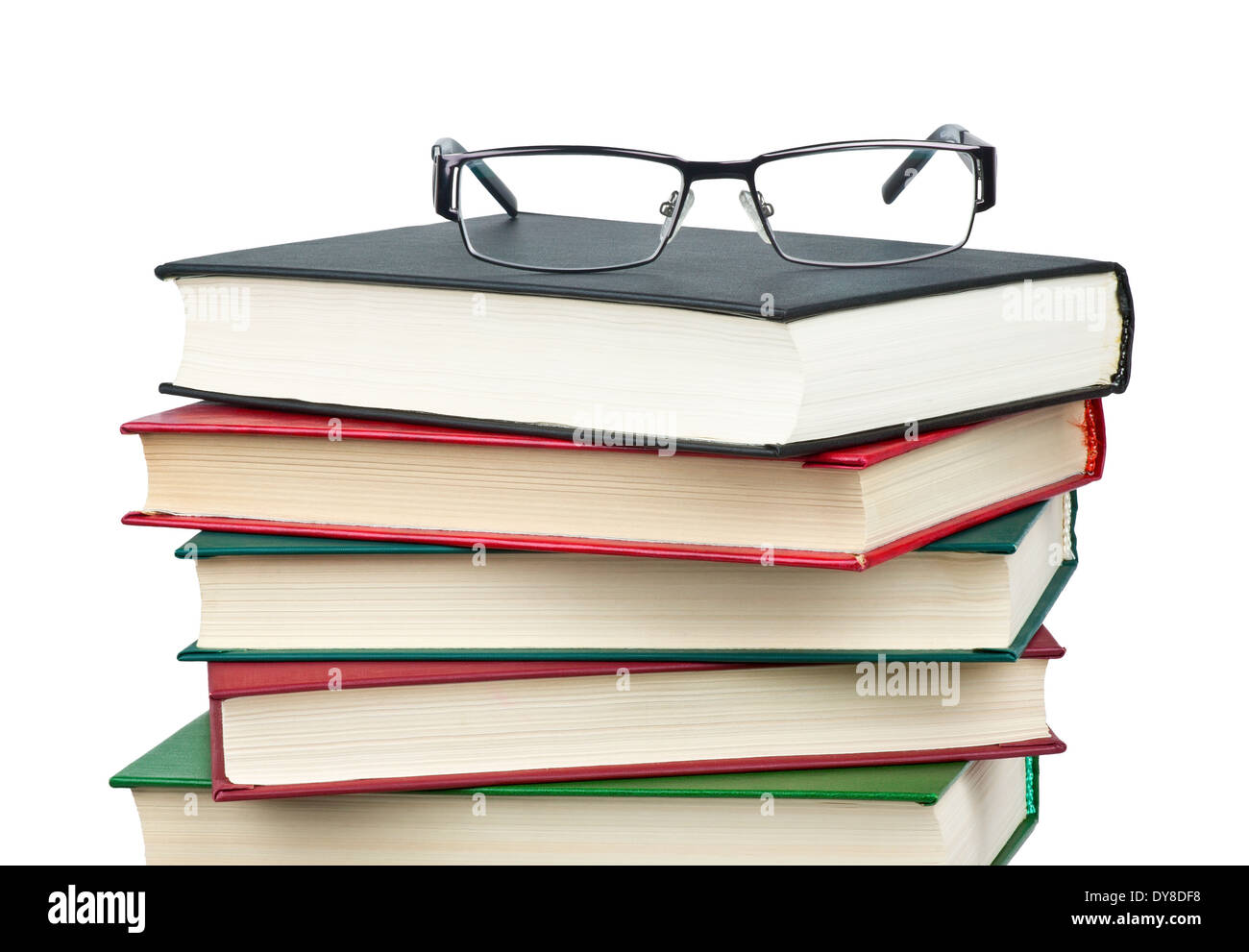 Books and glasses on white background Stock Photo - Alamy