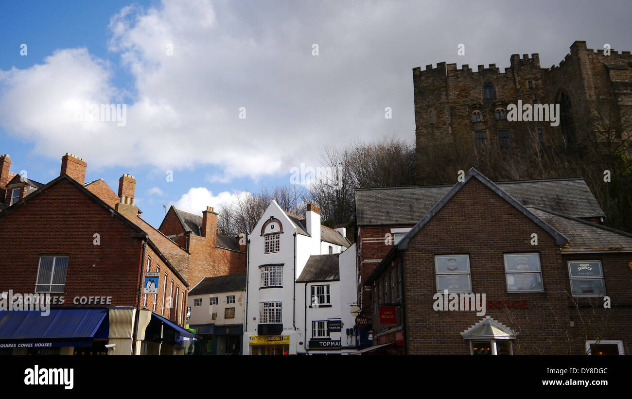 Historic Durham Castle and commercial / retail properties viewed from ...
