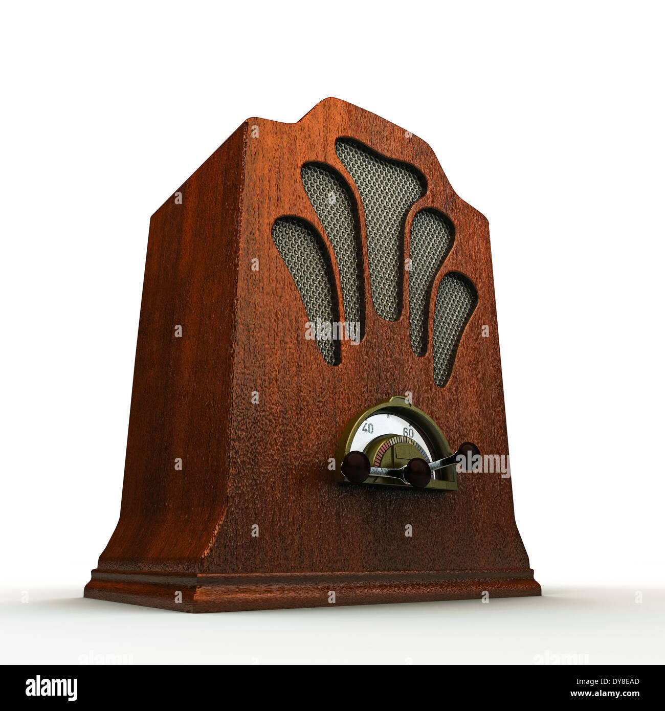old wooden radio isolated on white background Stock Photo - Alamy