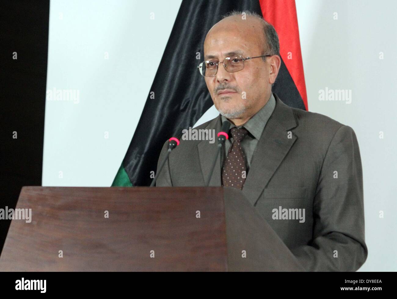 Tripoli, Libya. 9th Apr, 2014. Libyan acting Prime Minister Abdullah al ...