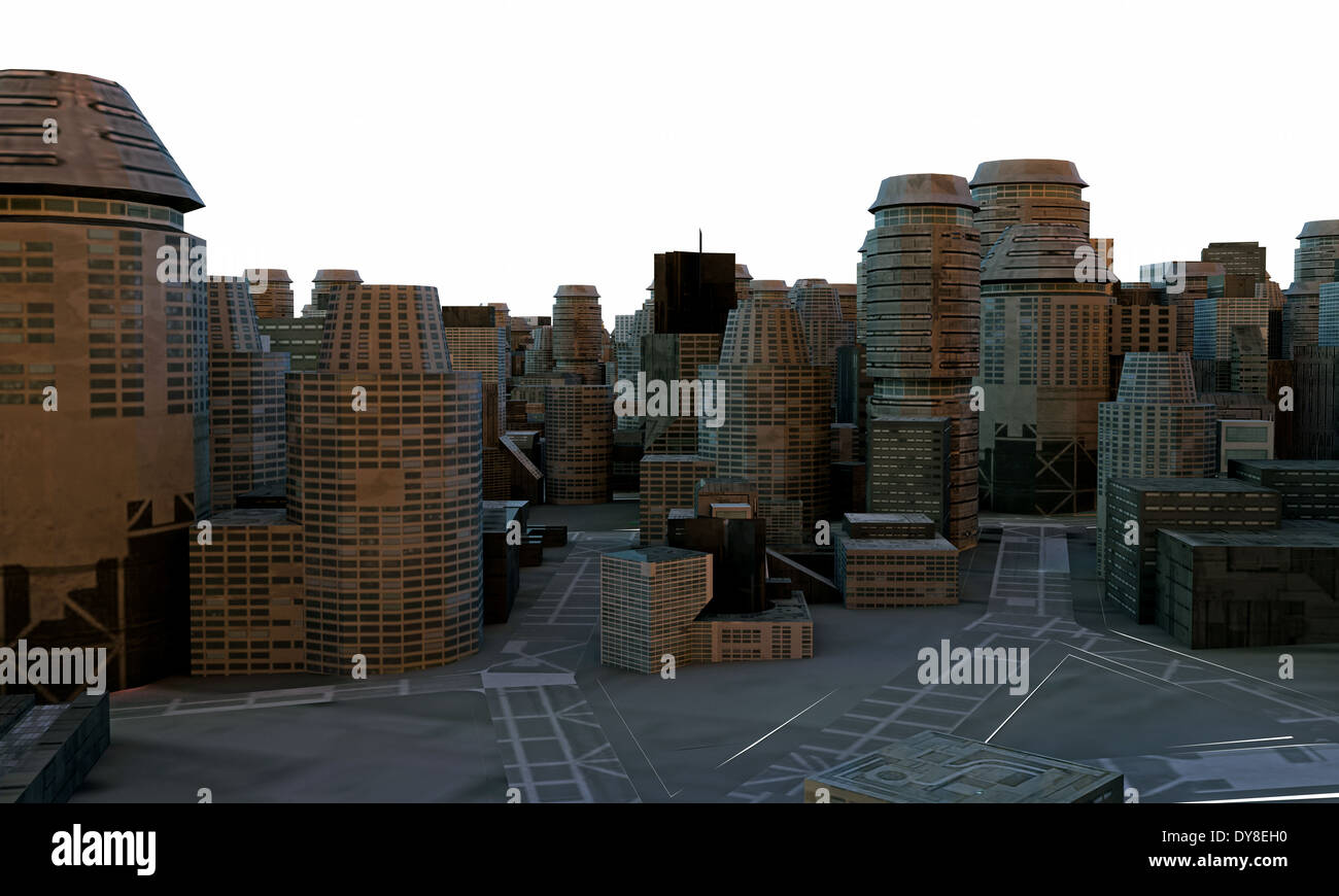 illustration of an empty futuristic city Stock Photo - Alamy
