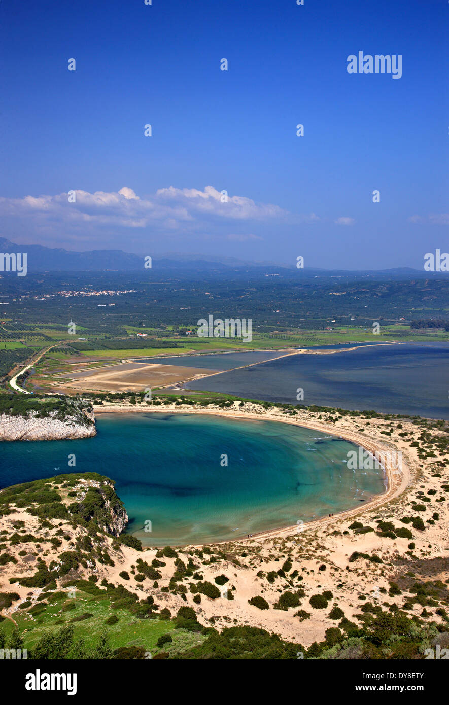Famous Voidokoilia beach as seen from Palaiokastro ("old castle") of ...