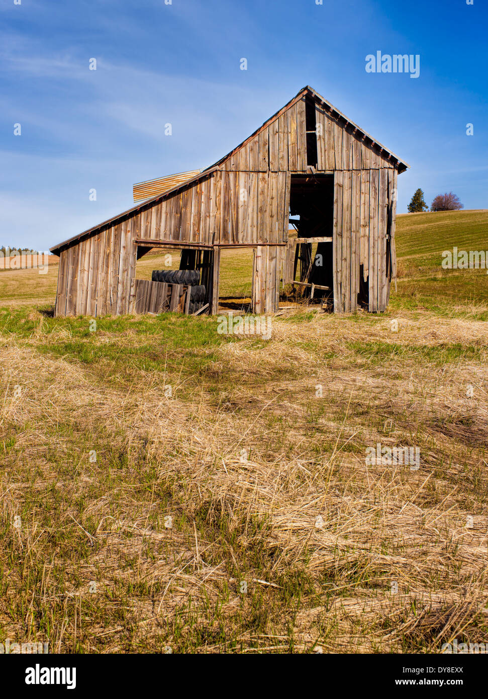 Rustic old barn in field Stock Photo - Alamy