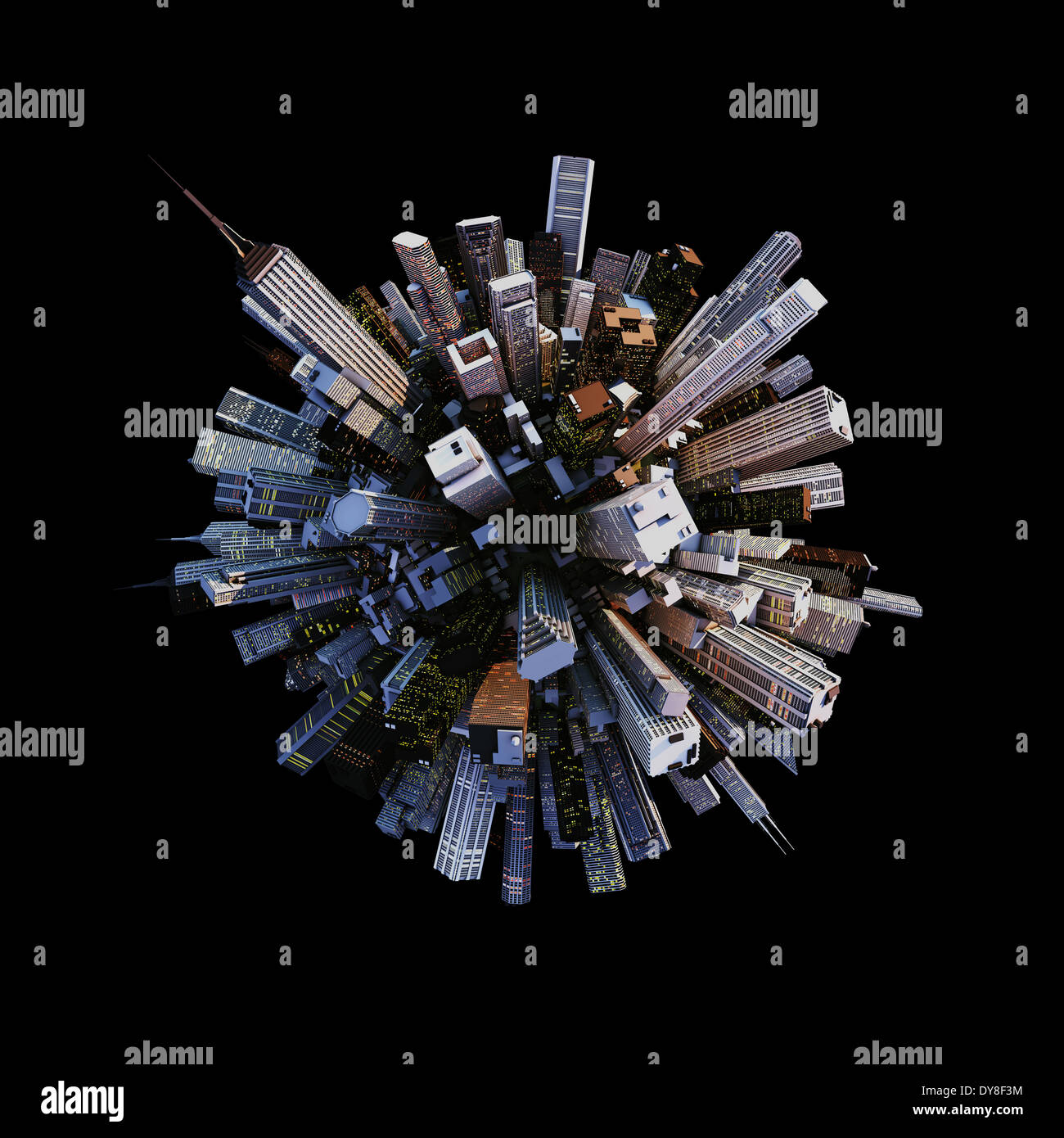 small busy planet isolated on black background Stock Photo - Alamy