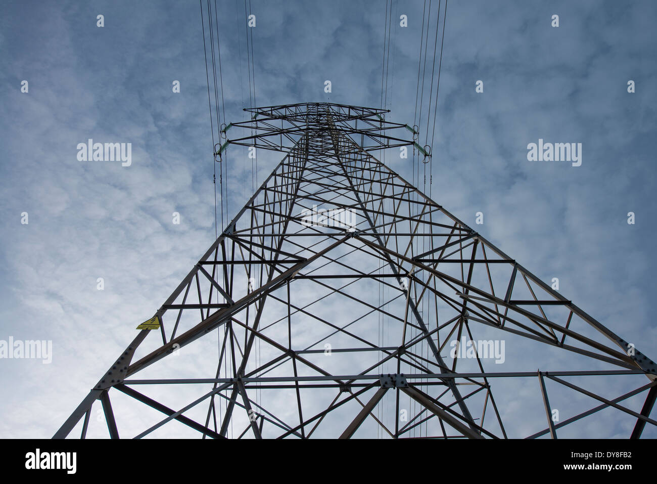 High-voltage power lines crossing the natural area of Sant Llorenç de ...