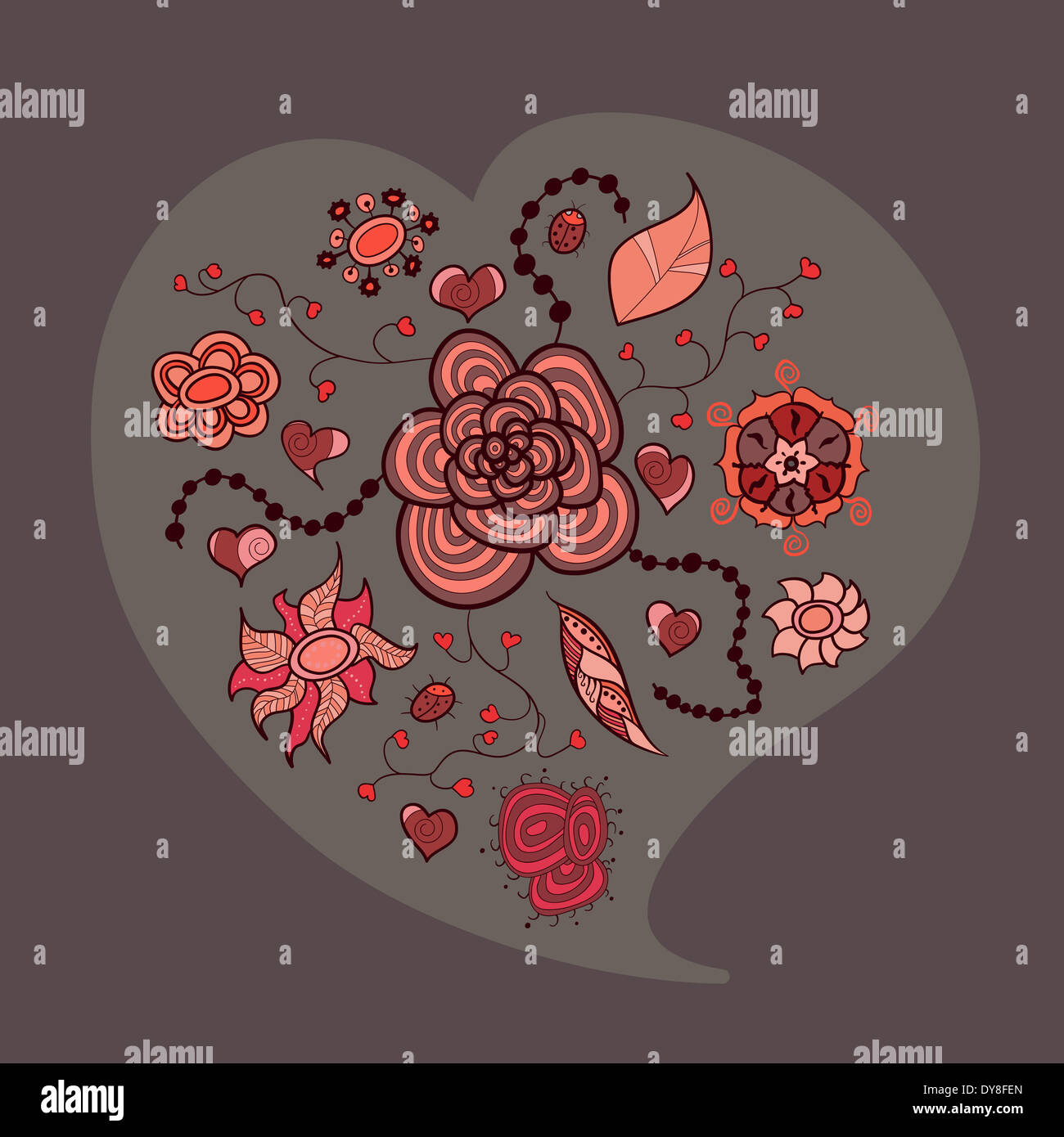 heart from flowers leaves and insects Stock Photo - Alamy