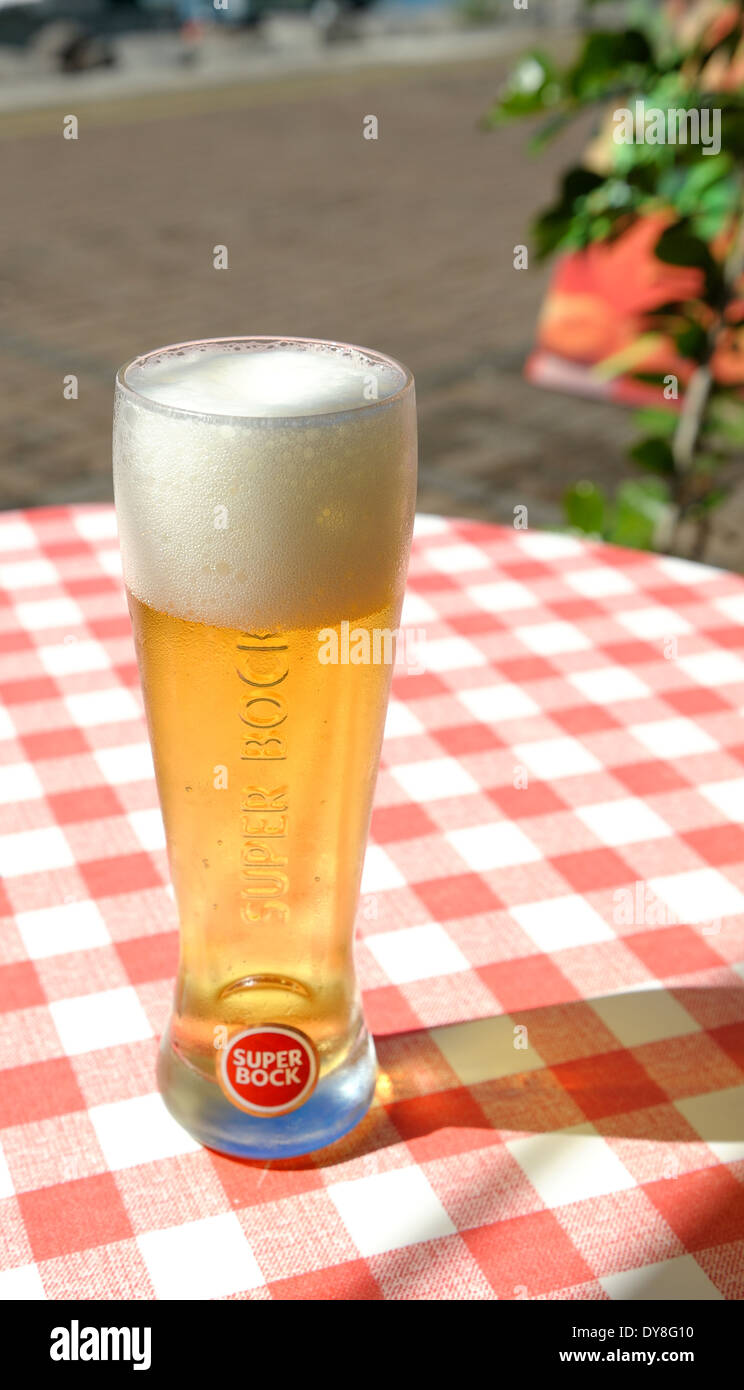 Madeira Portugal. A cool glass of Super Bock lager beer Stock Photo - Alamy