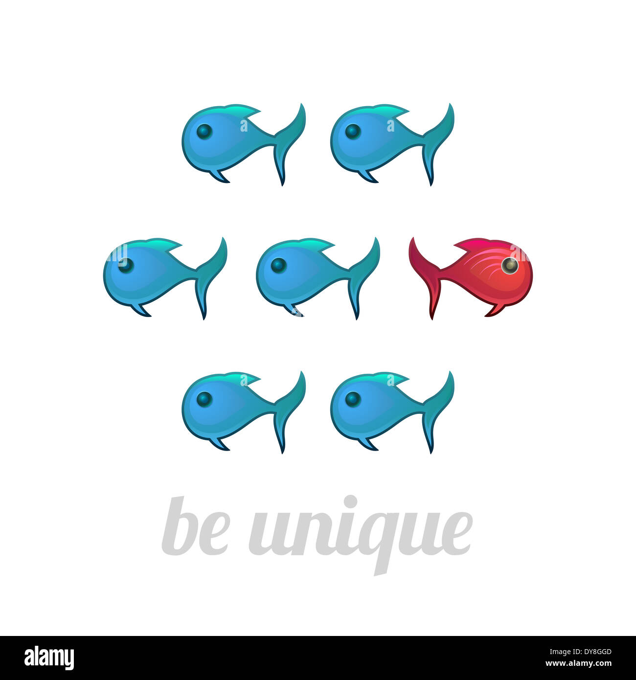 Be unique concept, blue and red fish, isolated Stock Photo - Alamy