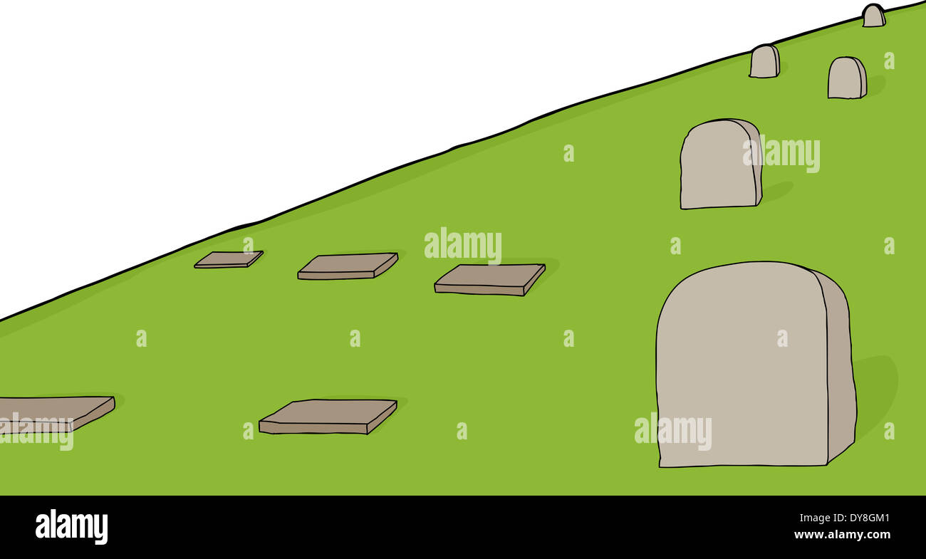 Isolated cemetery with headstones and grave markers Stock Photo - Alamy