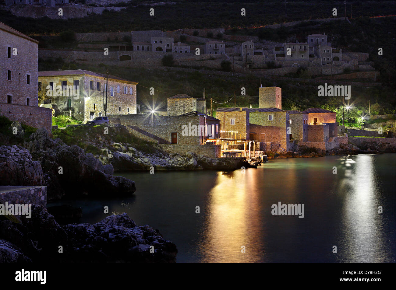 Night falling in Limeni, one of the most beautiful seaside villages of ...
