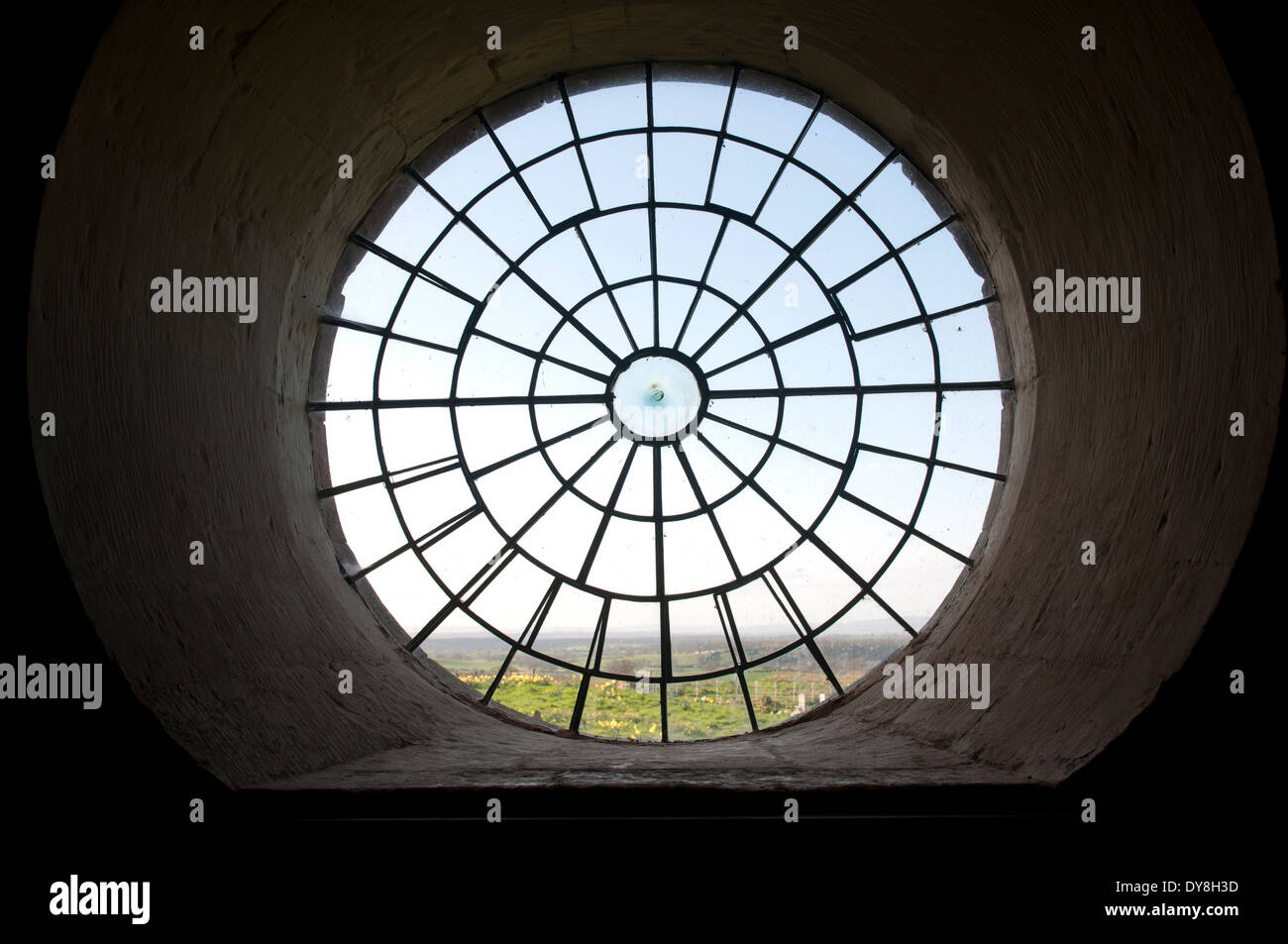 Round window in St. Mary`s Church, Hanbury, Worcestershire, England, UK ...