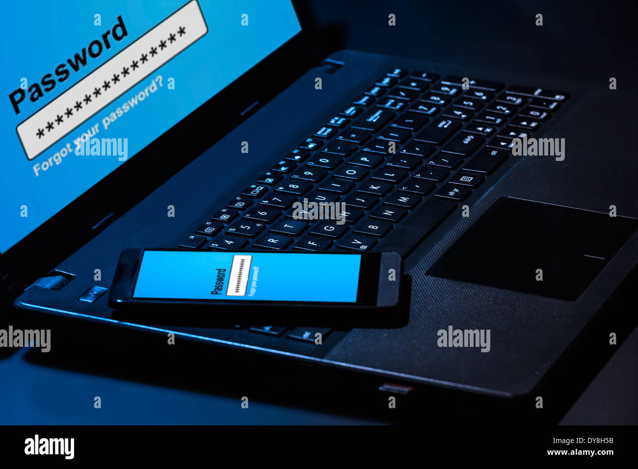 Hacker using laptop. Lots of digits on the computer screen Stock Photo ...