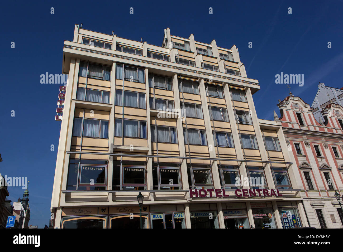 Hotel Central Plzen,Pilsen, Republic square Czech Republic Stock Photo ...