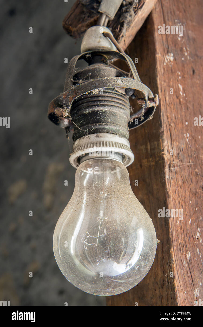 light bulb hanging on an electrical cable Stock Photo - Alamy