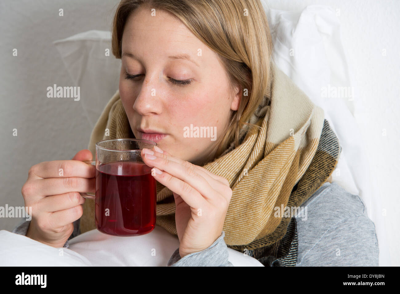 Sick woman sleeping in bed hi-res stock photography and images - Alamy