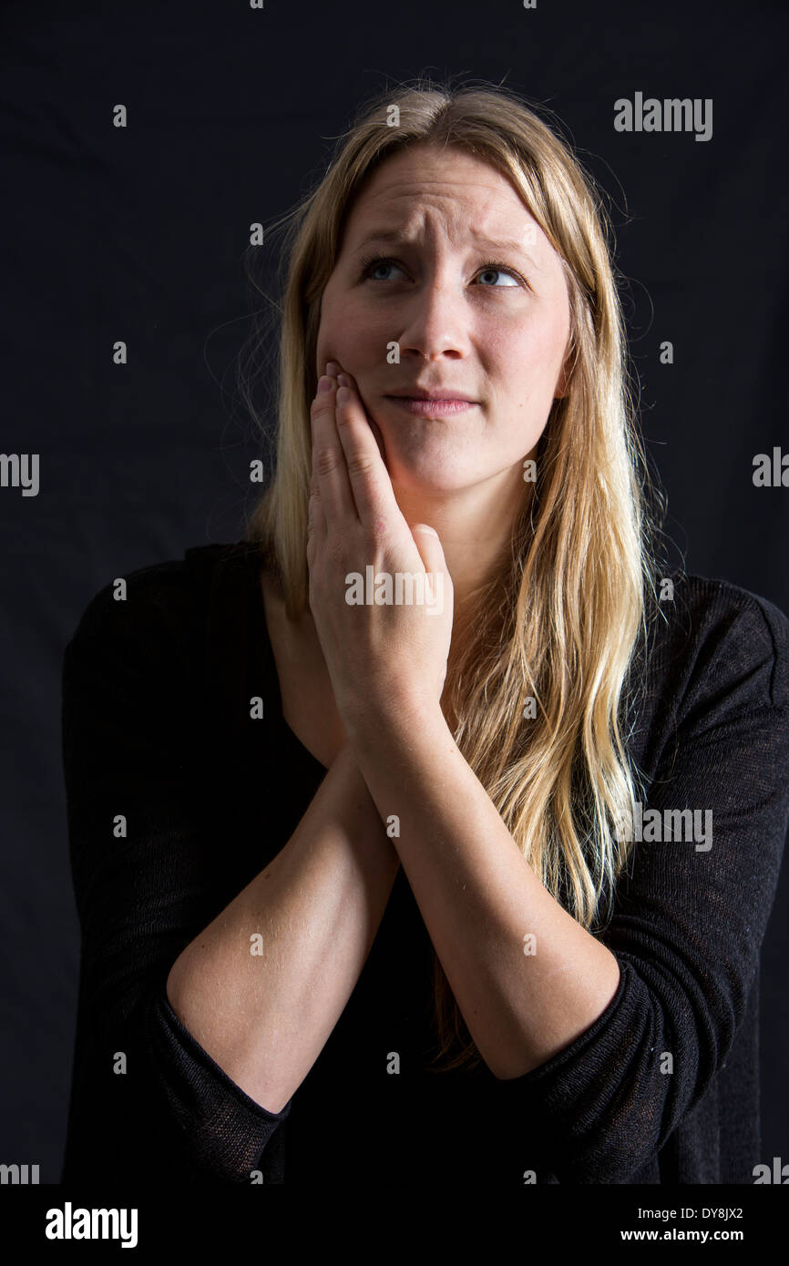 Young woman having toothache Stock Photo - Alamy