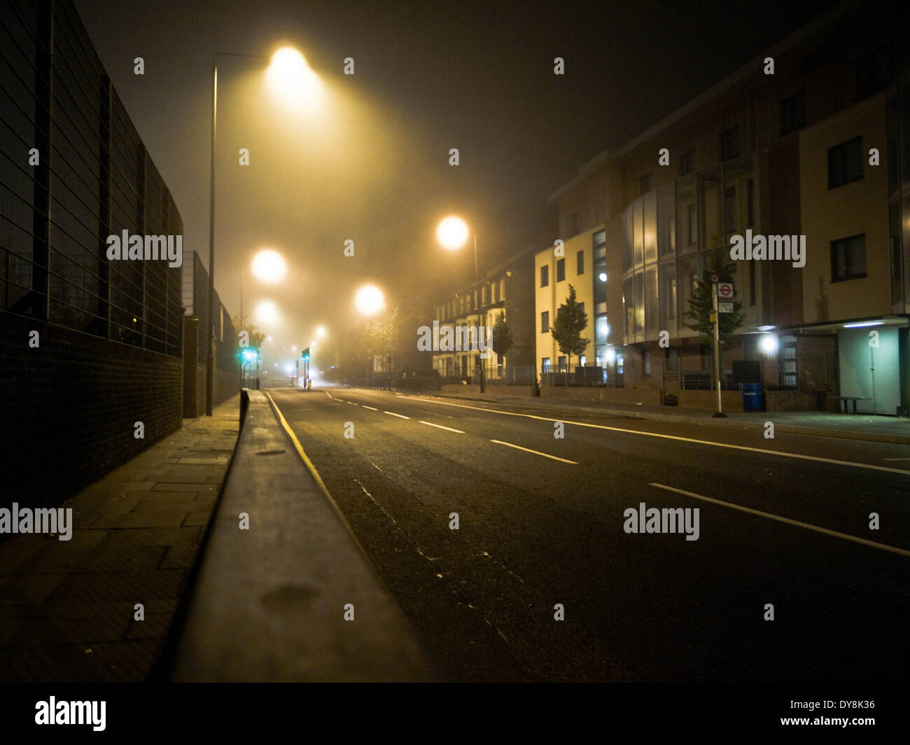 Heavy night fog and mist on the streets in south east London Stock ...