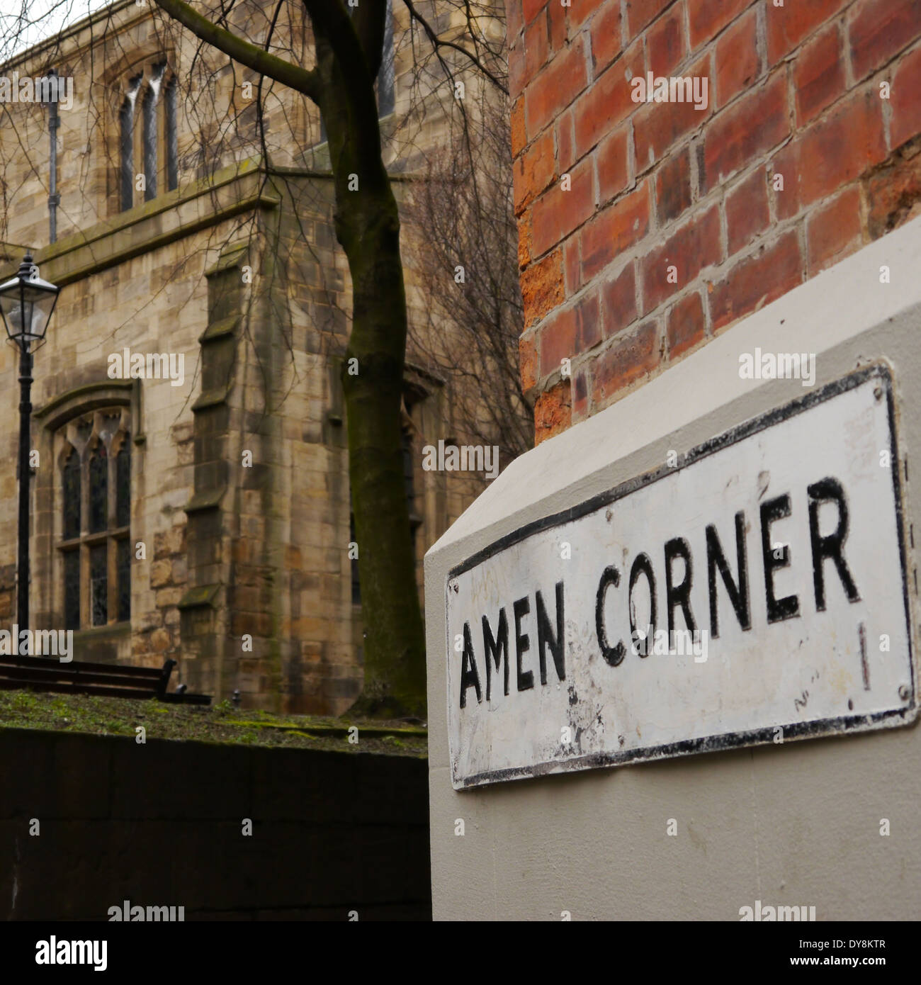 Urban landscape - Amen Corner sign, nr. St. Nicholas Cathedral, City of ...