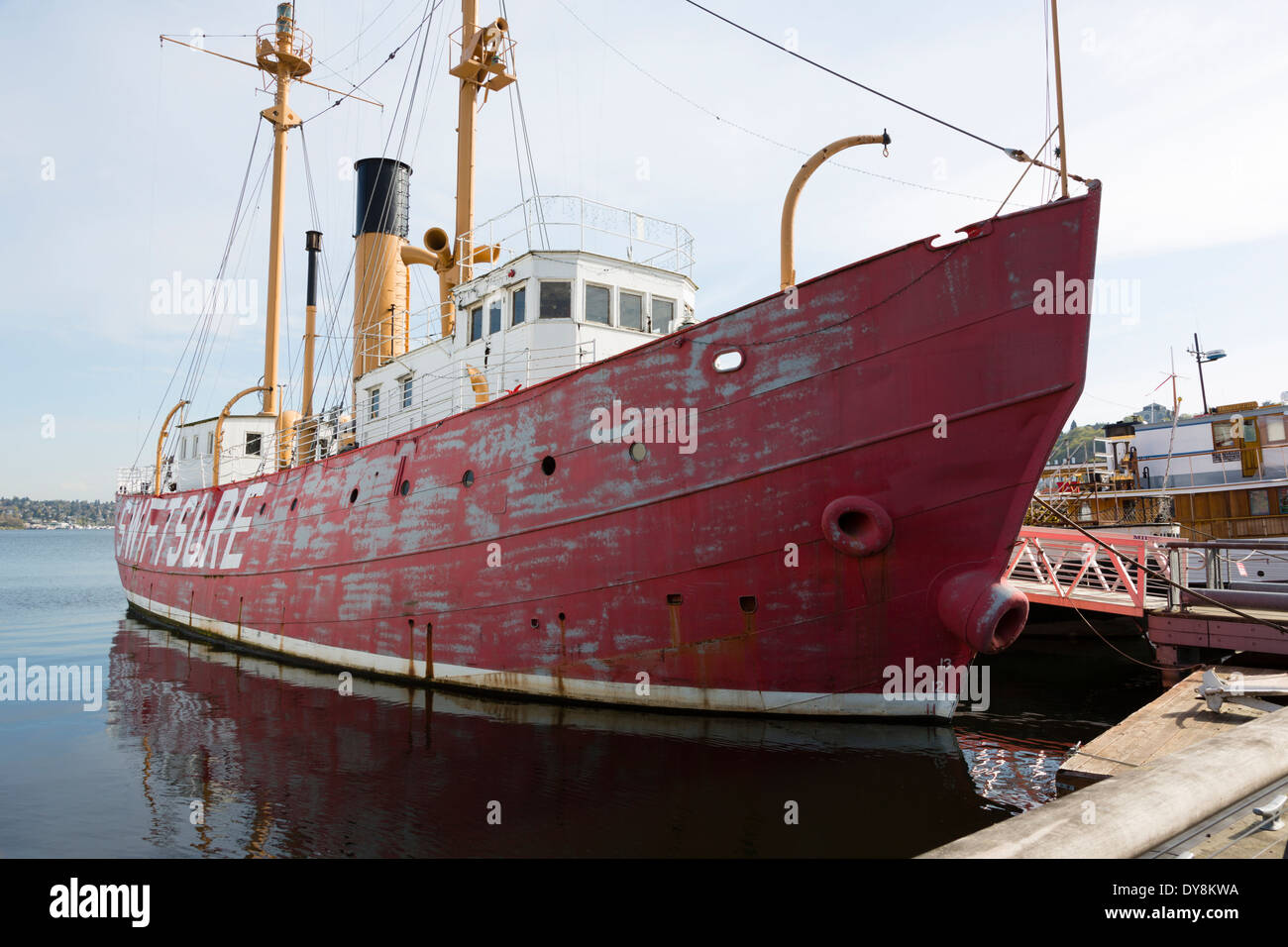 USA, Washington, Seattle, South Lake Union Park, Lightship Swiftsure ...