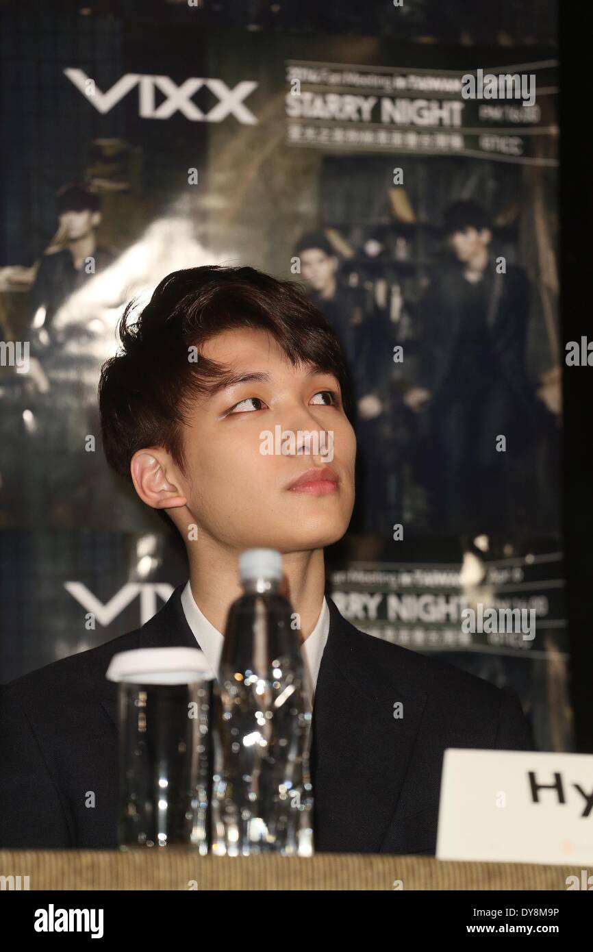 Taipei, China. 6th Apr, 2014. South Korean boy group VIXX at press conference in Taipei, China ...