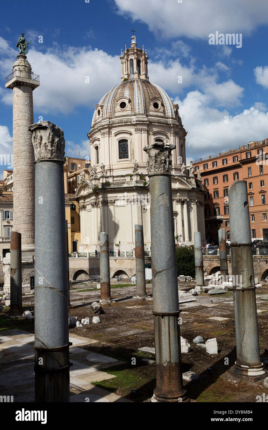 Trajan's columns and Basilica Ulpia in ancient Rome, Italy Stock Photo ...