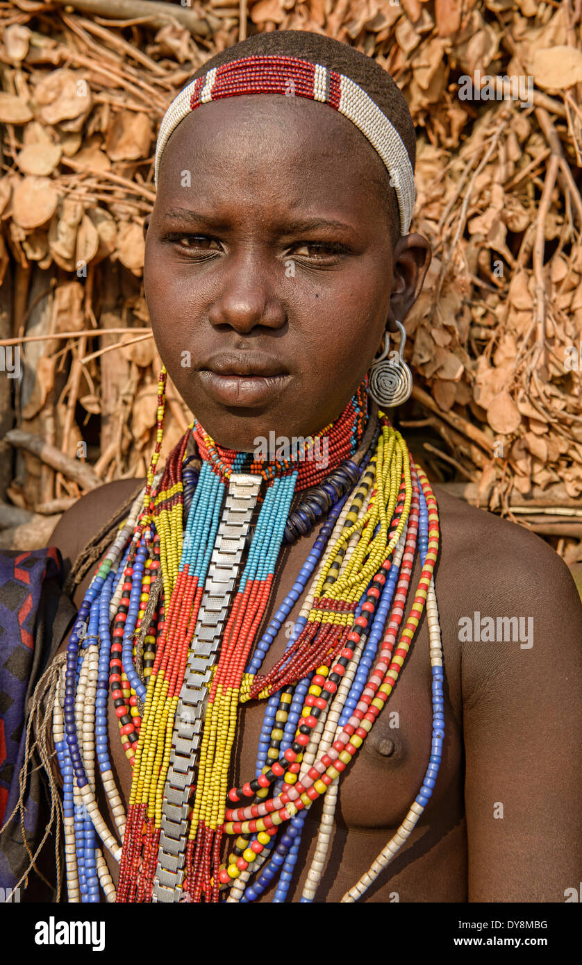 Girl Of The Arbore Tribe In The Lower Omo Valley Of Ethiopia Stock