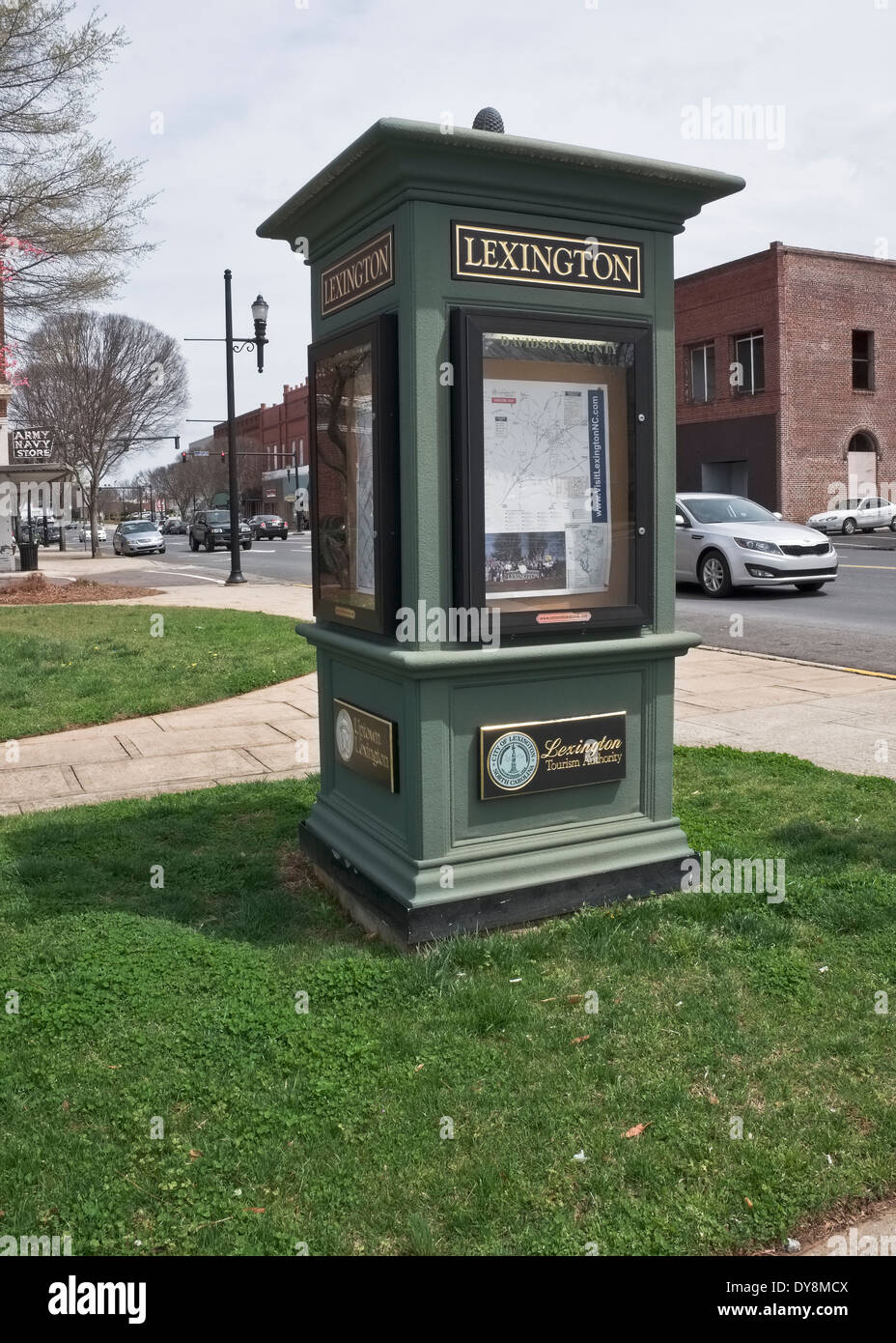 Downtown Lexington, NC Kiosk with maps along N Main St Stock Photo - Alamy