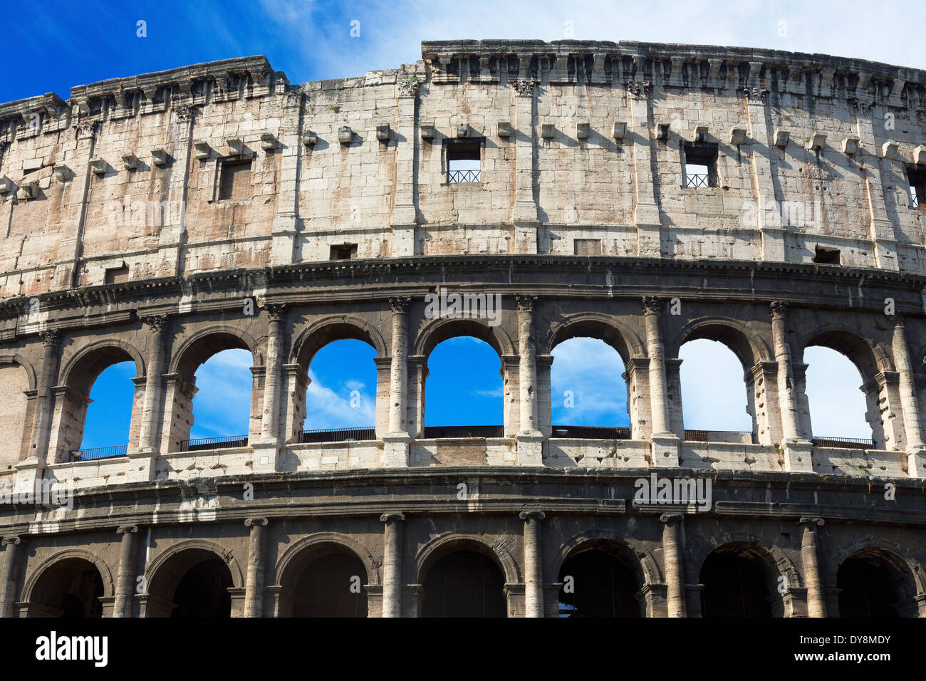 Ancient architecture Roman Colosseum exterior view with arch opening ...