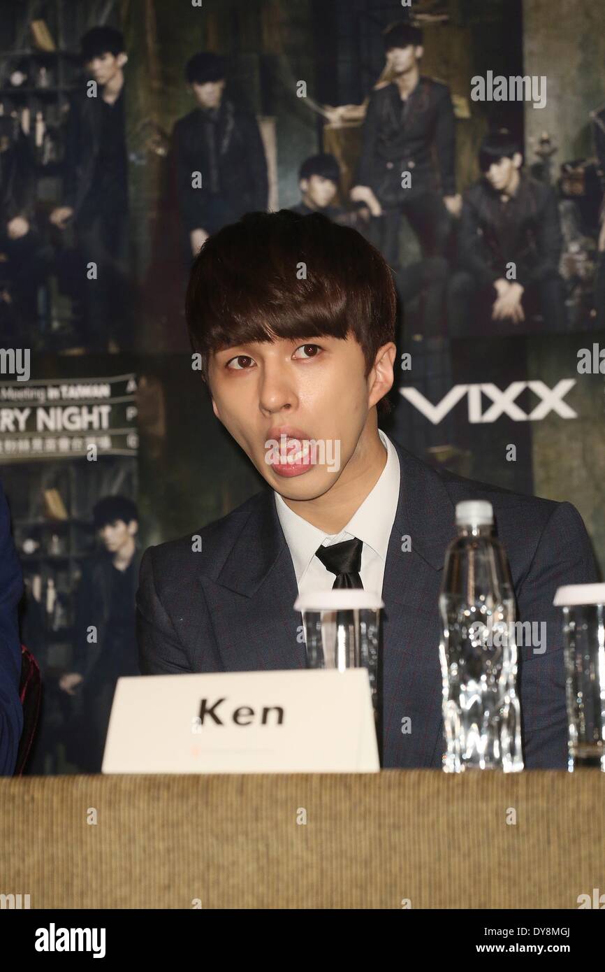 Taipei, China. 6th Apr, 2014. South Korean boy group VIXX at press conference in Taipei, China ...