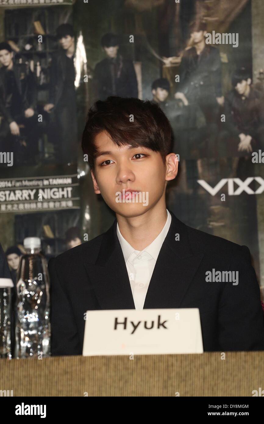 Taipei, China. 6th Apr, 2014. South Korean boy group VIXX at press conference in Taipei, China ...