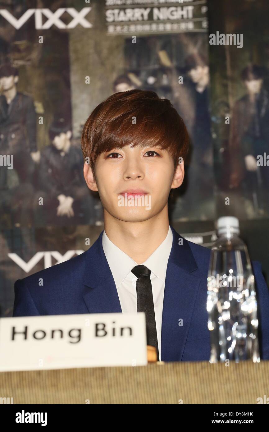 Taipei, China. 6th Apr, 2014. South Korean boy group VIXX at press conference in Taipei, China ...