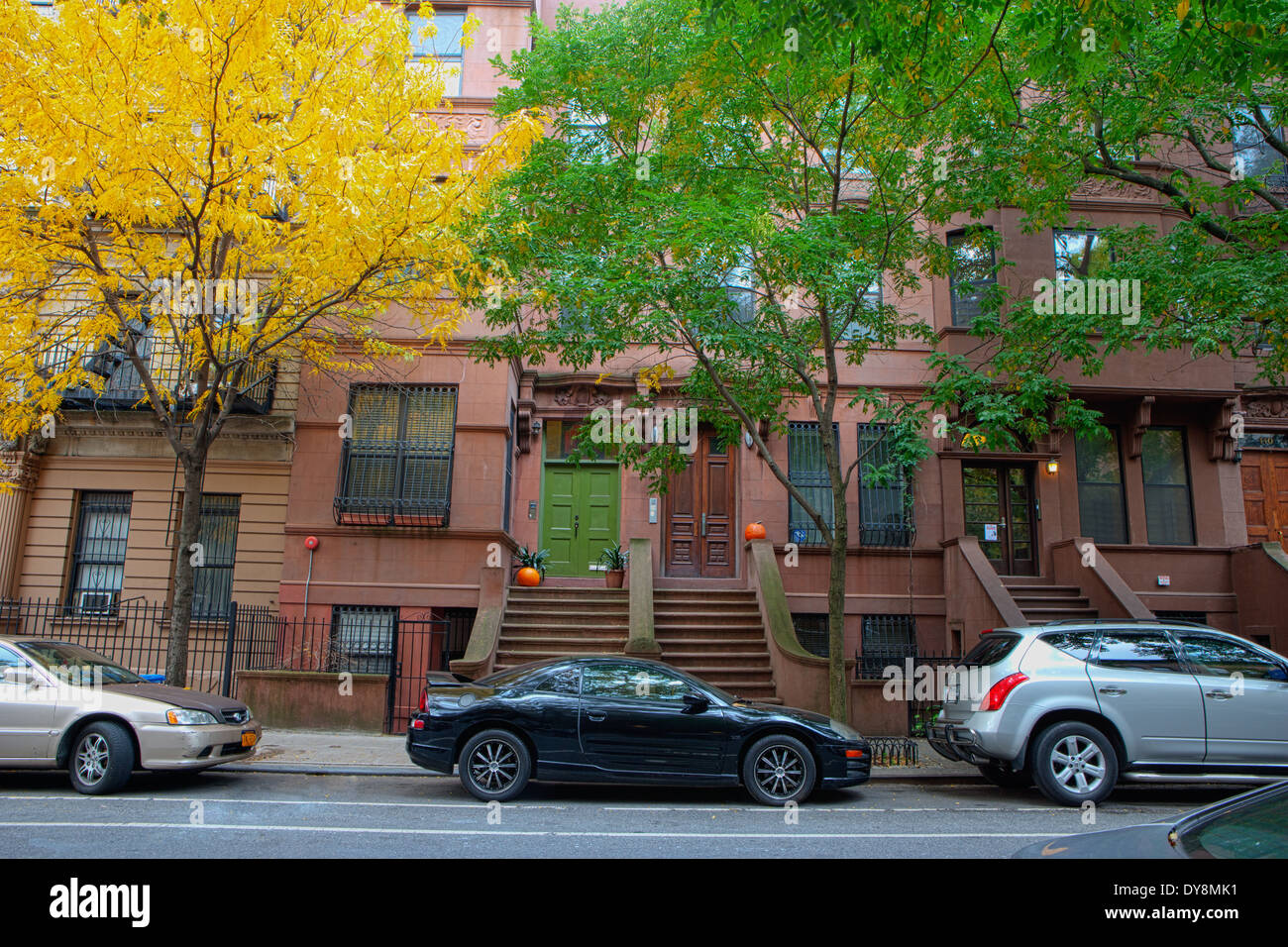 Harlem Row Houses in Autumn, New York City, New York, USA Stock Photo ...